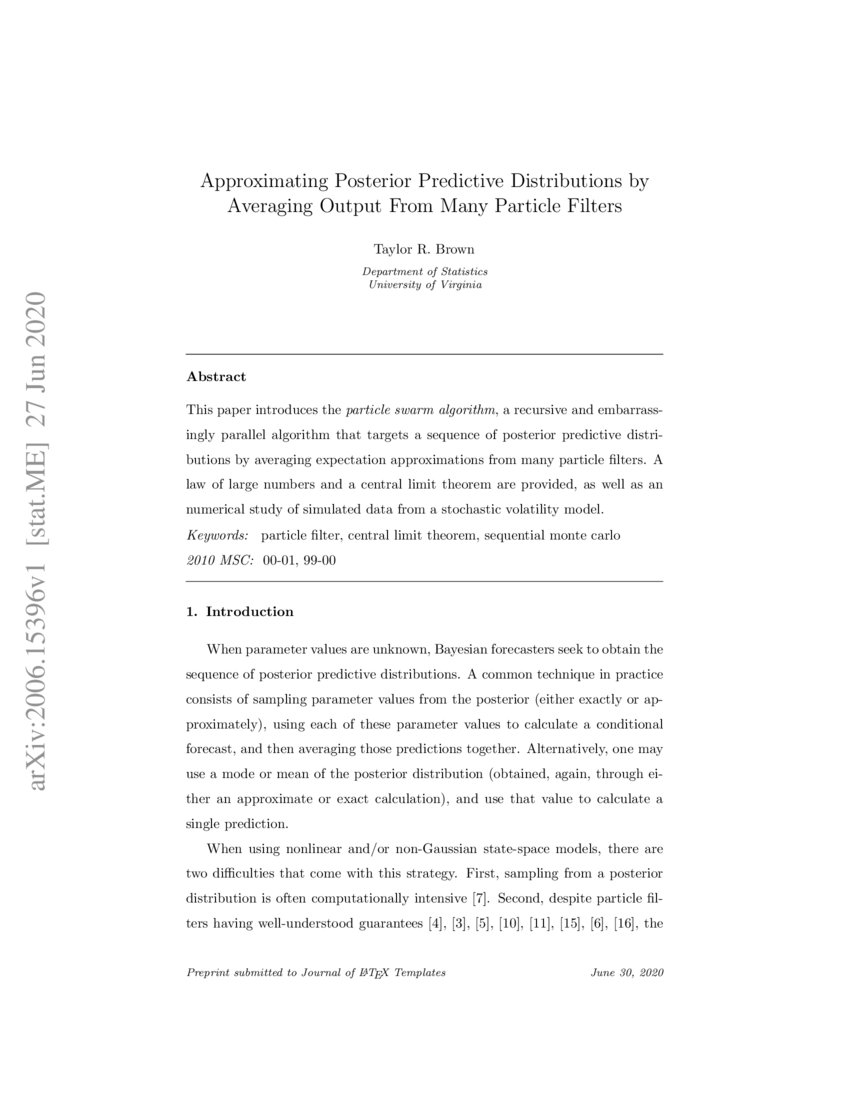 Approximating Posterior Predictive Distributions By Averaging Output From Many Particle Filters