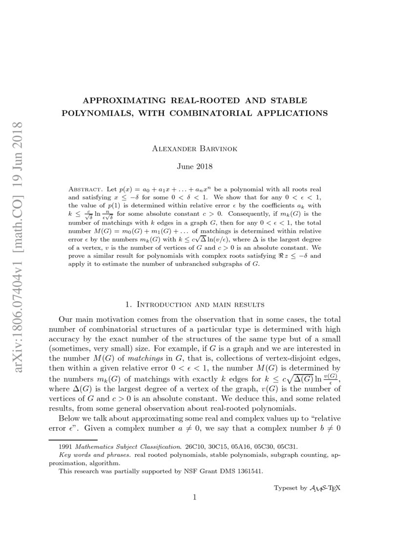 Approximating real-rooted and stable polynomials, with combinatorial applications | DeepAI