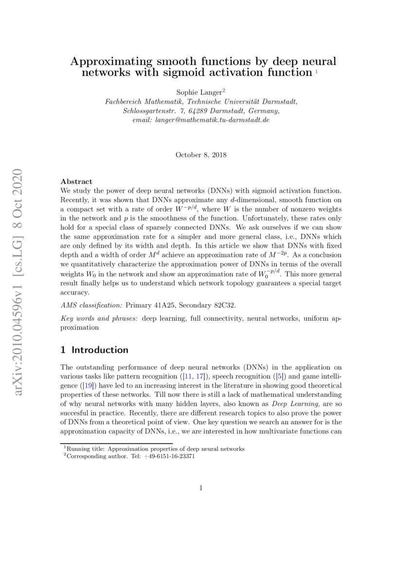 Approximating Smooth Functions By Deep Neural Networks With Sigmoid Activation Function Deepai