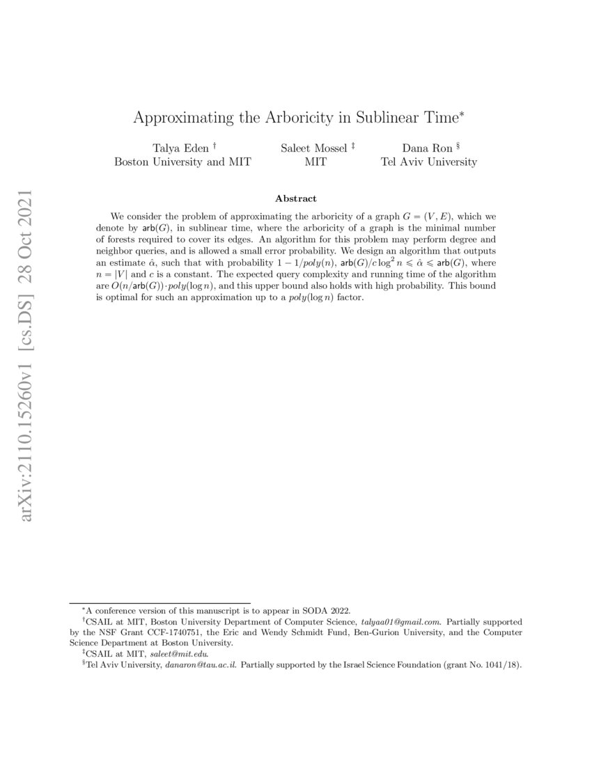 Approximating the Arboricity in Sublinear Time | DeepAI
