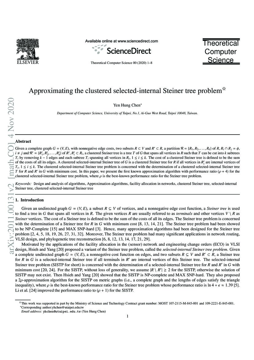 Approximating the clustered selected-internal Steiner tree problem | DeepAI