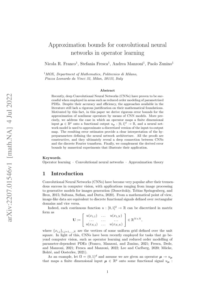 Approximation Bounds For Convolutional Neural Networks In Operator Learning Deepai 8176