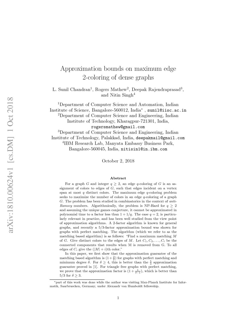 Approximation Bounds On Maximum Edge 2 Coloring Of Dense Graphs Deepai