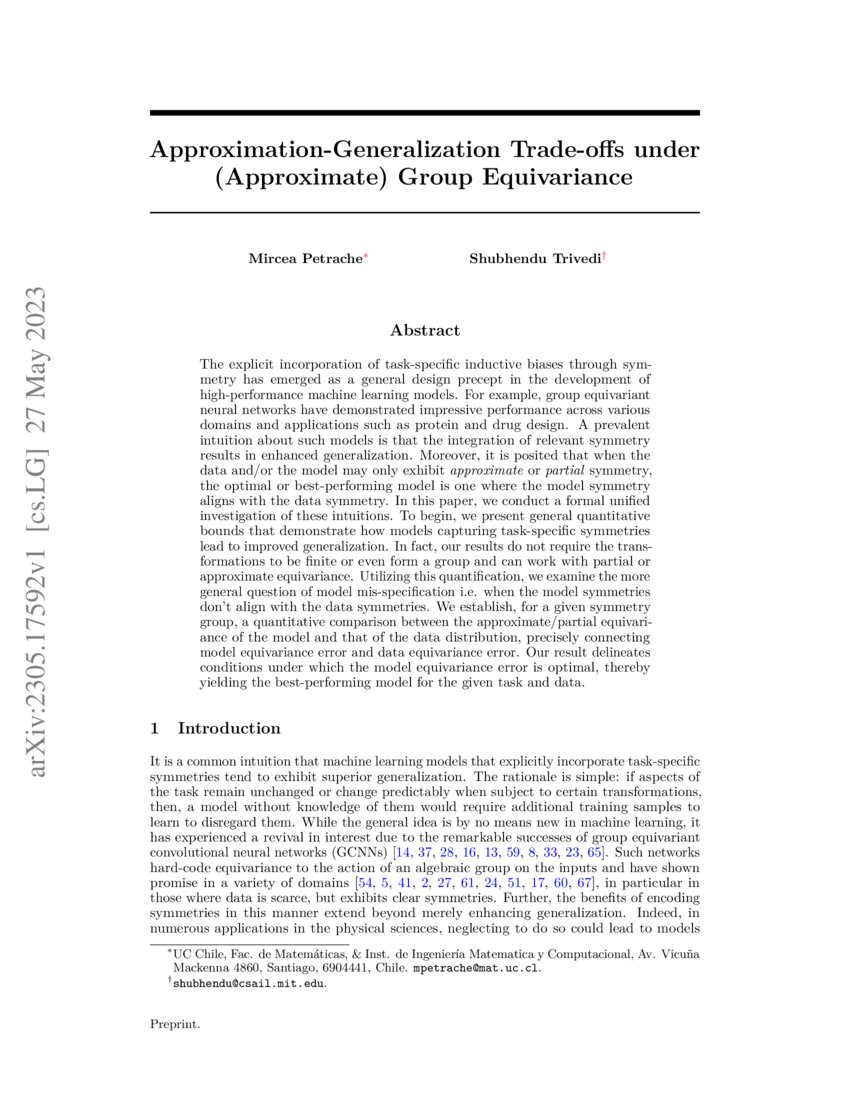 Approximation Generalization Trade Offs Under Approximate Group Equivariance Deepai
