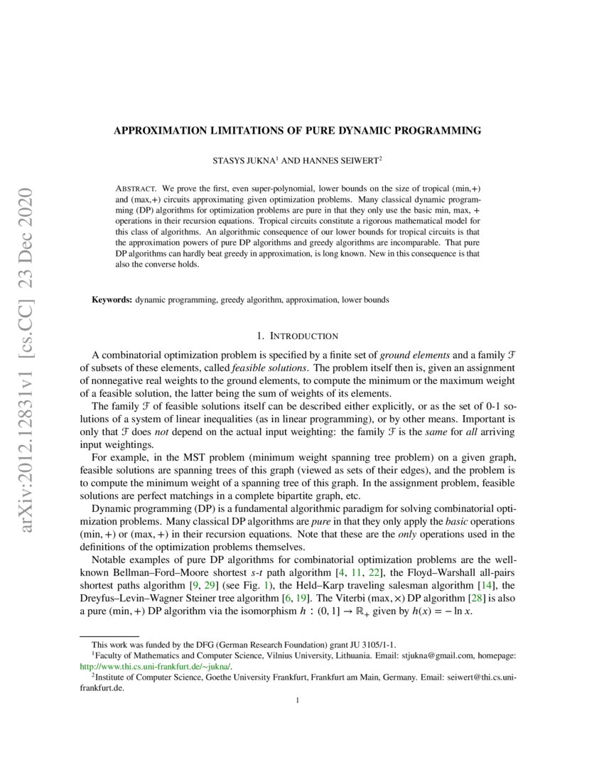 Approximation Limitations Of Pure Dynamic Programming Deepai 7726