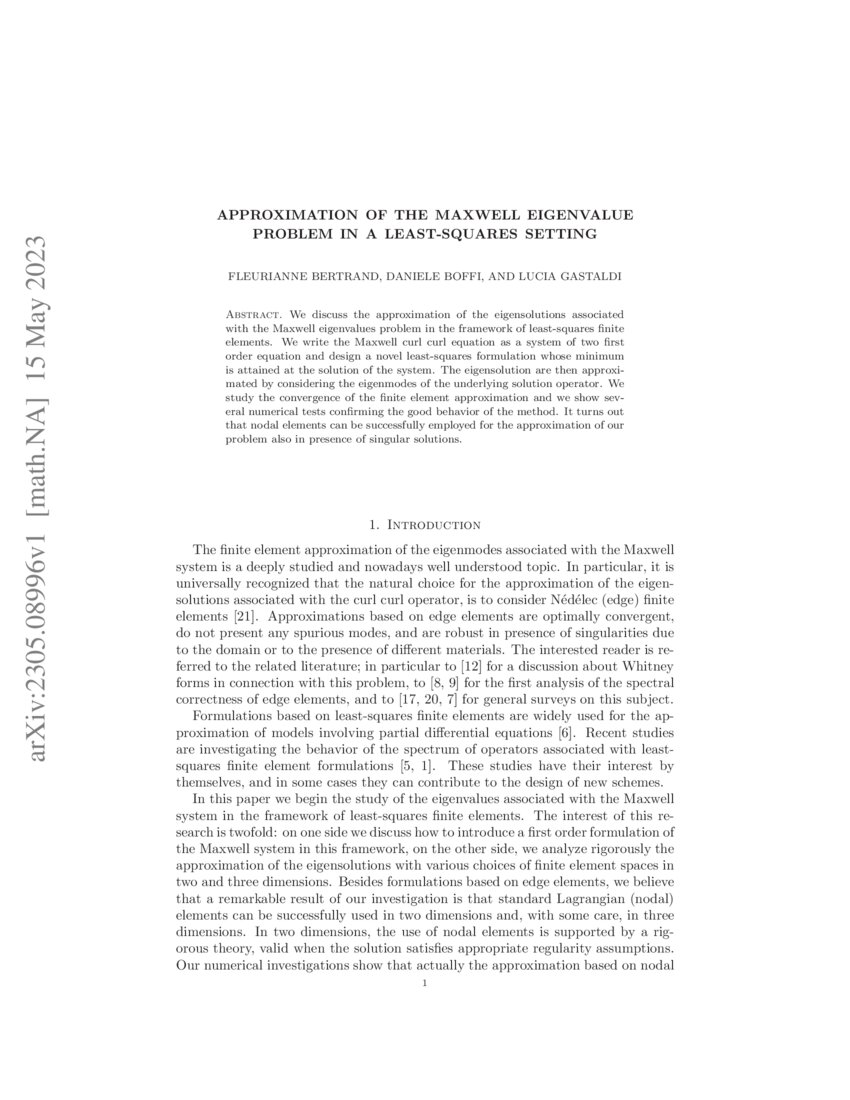 Approximation of the Maxwell eigenvalue problem in a Least-Squares setting | DeepAI