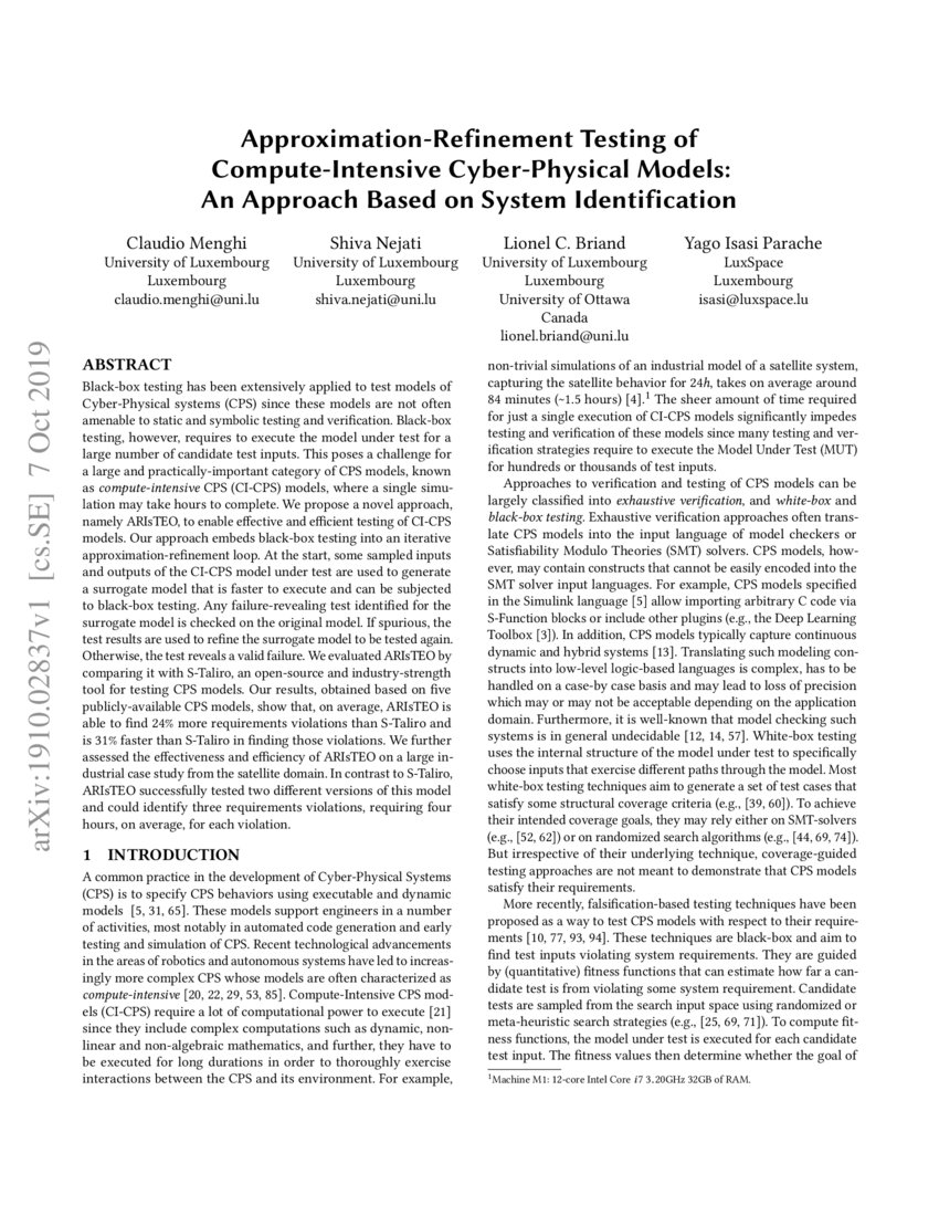 Approximation-Refinement Testing of Compute-Intensive Cyber-Physical ...