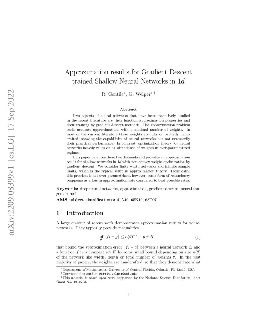 Approximation Results For Gradient Descent Trained Shallow Neural Networks In 1d Deepai