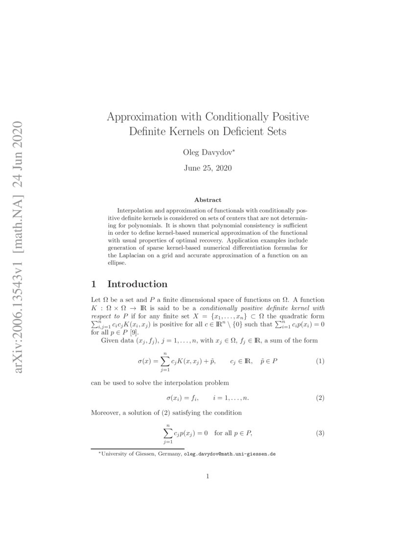 Approximation With Conditionally Positive Definite Kernels On Deficient Sets Deepai