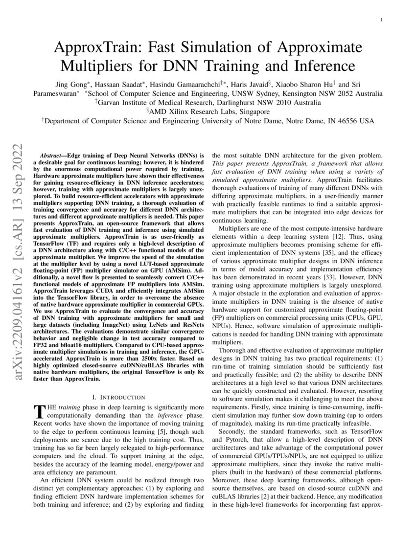 ApproxTrain: Fast Simulation of Approximate Multipliers for DNN ...
