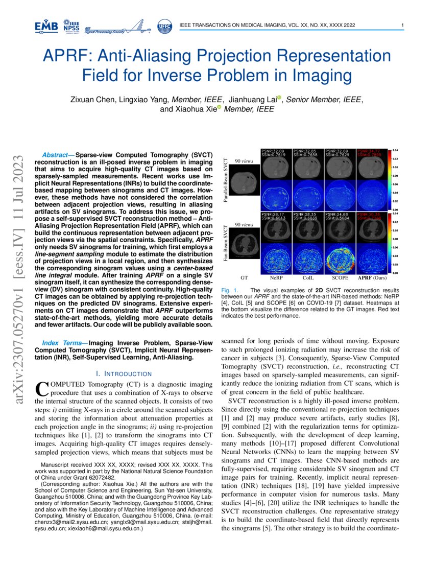 Aprf Anti Aliasing Projection Representation Field For Inverse Problem In Imaging Deepai