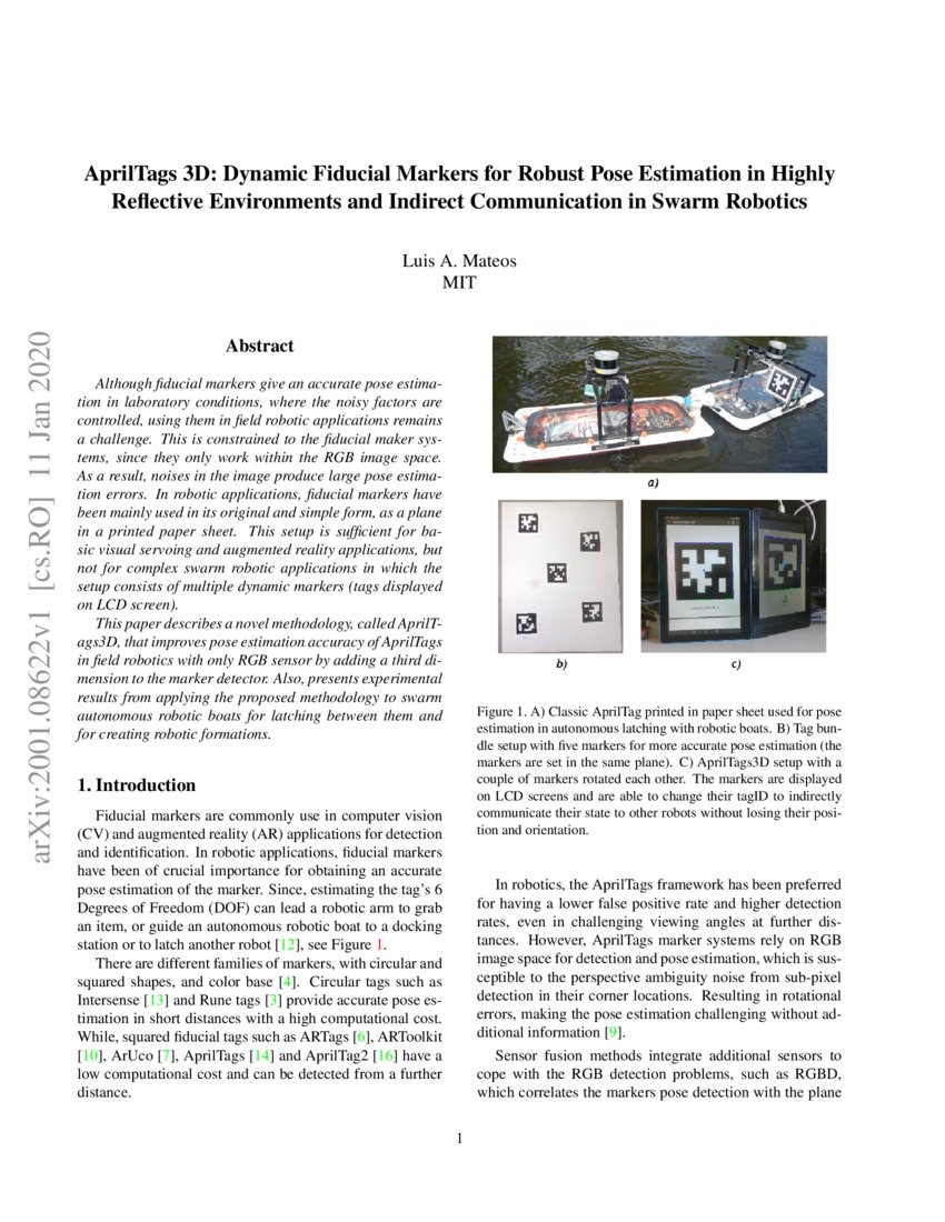 Apriltags 3d Dynamic Fiducial Markers For Robust Pose Estimation In