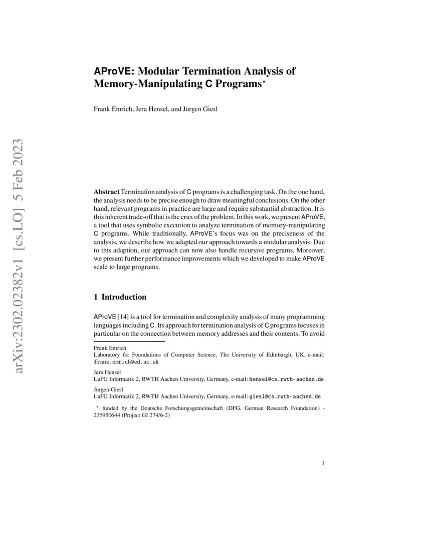 Aprove Modular Termination Analysis Of Memory Manipulating C Programs Deepai 2275
