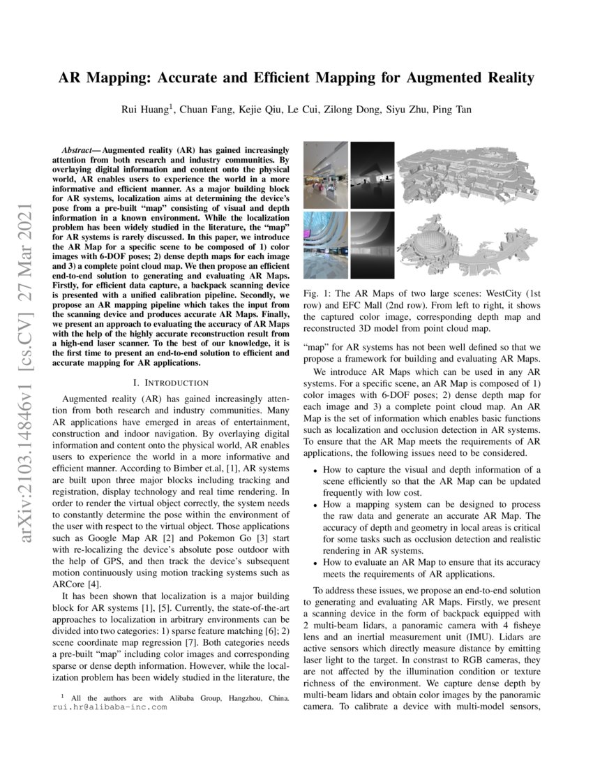 AR Mapping: Accurate and Efficient Mapping for Augmented Reality | DeepAI