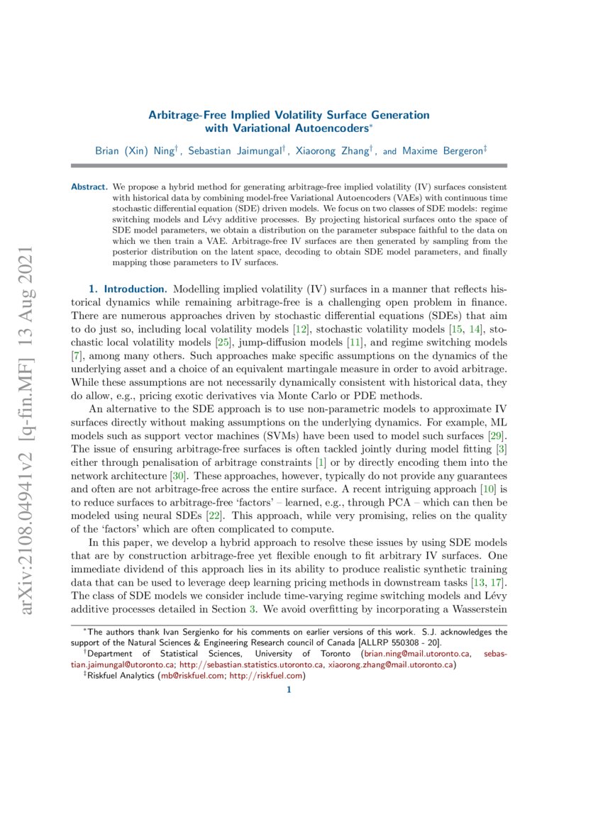Arbitrage-Free Implied Volatility Surface Generation with Variational ...