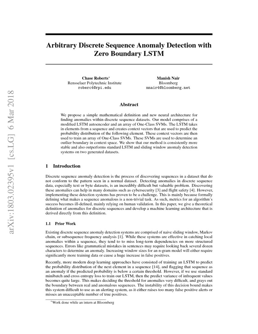 Arbitrary Discrete Sequence Anomaly Detection with Zero Boundary LSTM ...