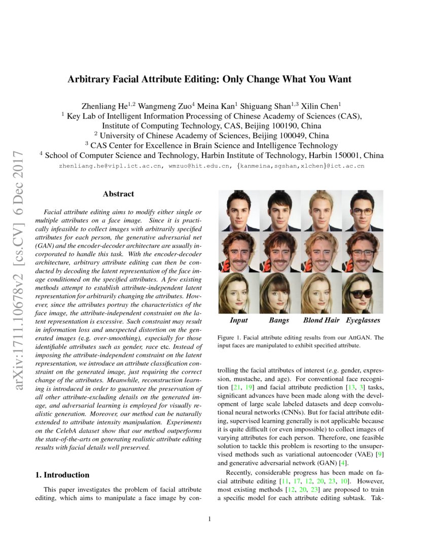 Arbitrary Facial Attribute Editing: Only Change What You Want | DeepAI