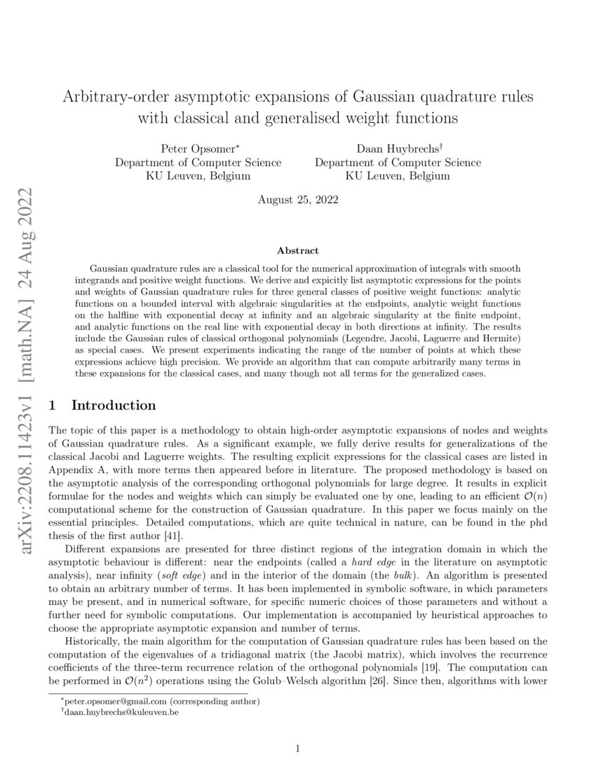 Arbitrary-order asymptotic expansions of Gaussian quadrature rules with ...