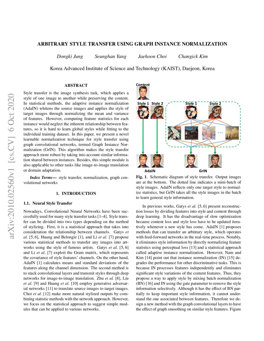 Arbitrary Style Transfer using Graph Instance Normalization | DeepAI Arbitrary Style Transfer using Graph Instance Normalization | DeepAI