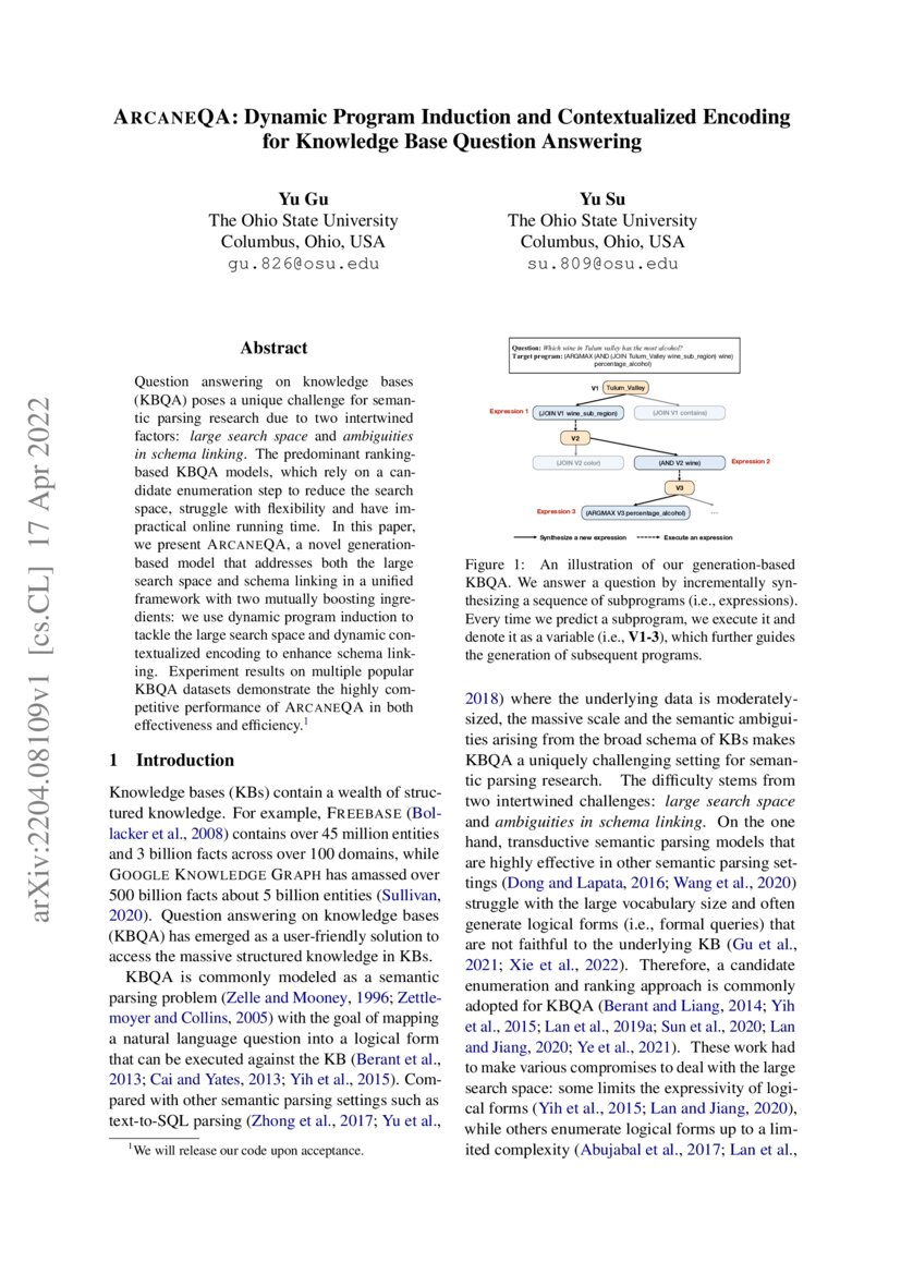 Arcaneqa Dynamic Program Induction And Contextualized Encoding For Knowledge Base Question