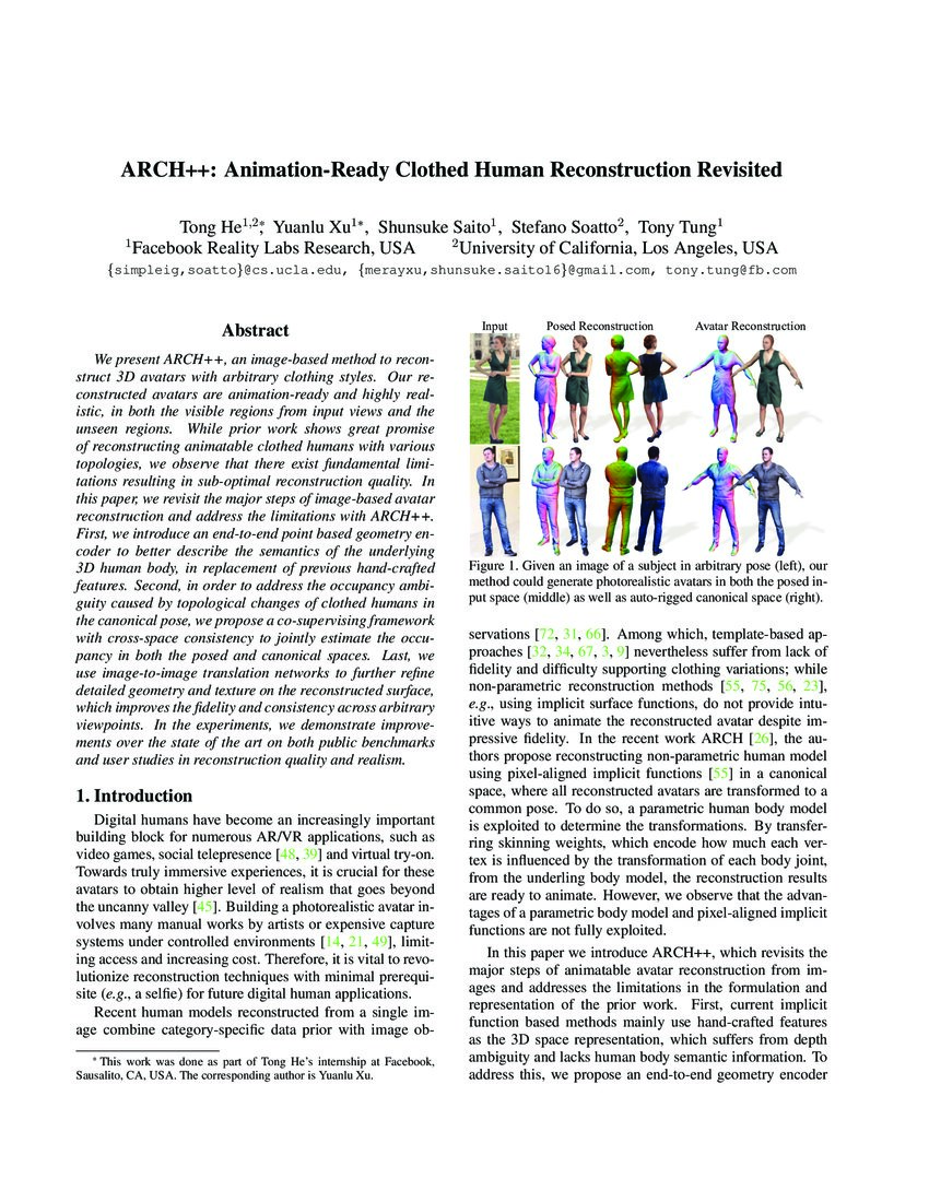 ARCH++: Animation-Ready Clothed Human Reconstruction Revisited | DeepAI