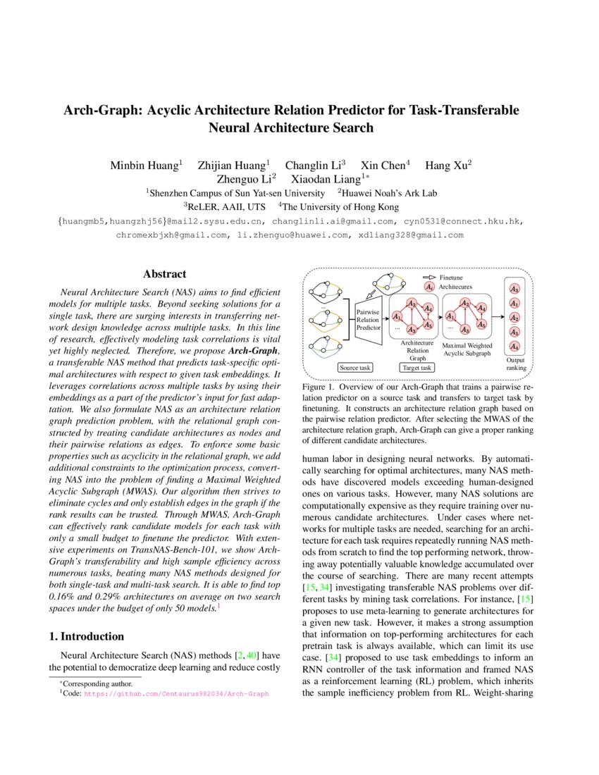 Arch-Graph: Acyclic Architecture Relation Predictor for Task ...