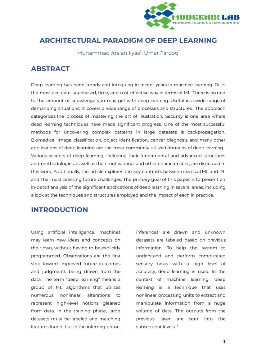 ARCHITECTURAL PARADIGM OF DEEP LEARNING | DeepAI