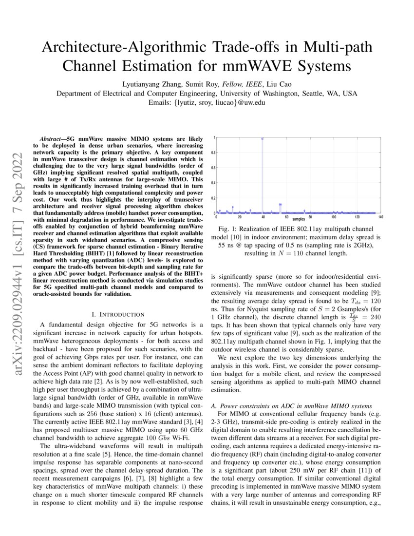 Architecture-Algorithmic Trade-offs in Multi-path Channel Estimation ... Architecture-Algorithmic Trade-offs in Multi-path Channel Estimation ...