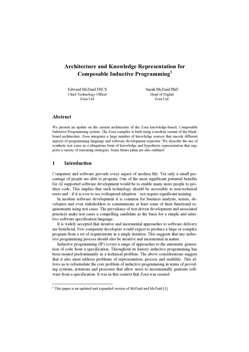 Architecture And Knowledge Representation For Composable Inductive Programming Deepai