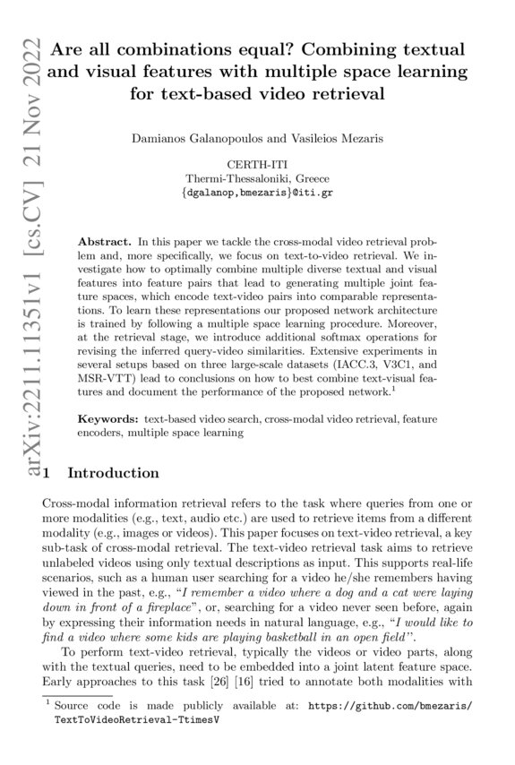 Are All Combinations Equal Combining Textual And Visual Features With Multiple Space Learning