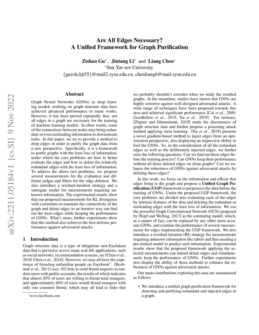 Are All Edges Necessary? A Unified Framework for Graph Purification ... Are All Edges Necessary? A Unified Framework for Graph Purification ...