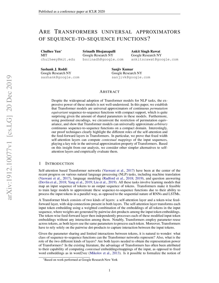 Are Transformers universal approximators of sequence-to-sequence functions? | DeepAI
