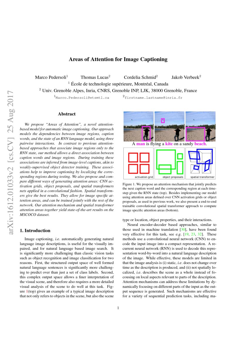 Areas of Attention for Image Captioning | DeepAI