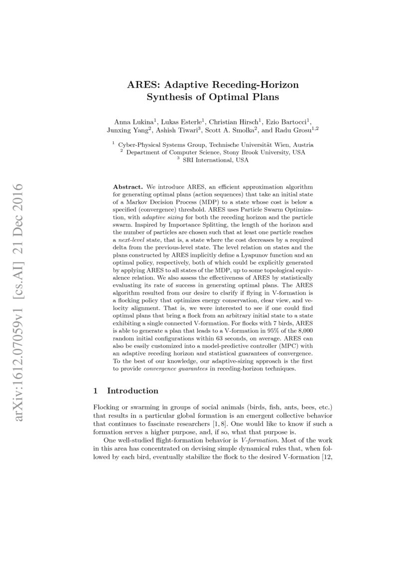 ARES: Adaptive Receding-Horizon Synthesis of Optimal Plans | DeepAI