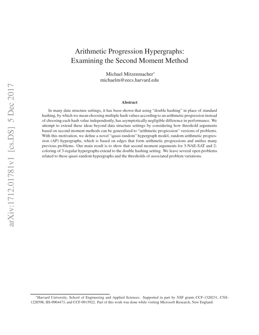 Arithmetic Progression Hypergraphs Examining The Second Moment Method Arithmetic Progression Hypergraphs Examining The Second Moment Method