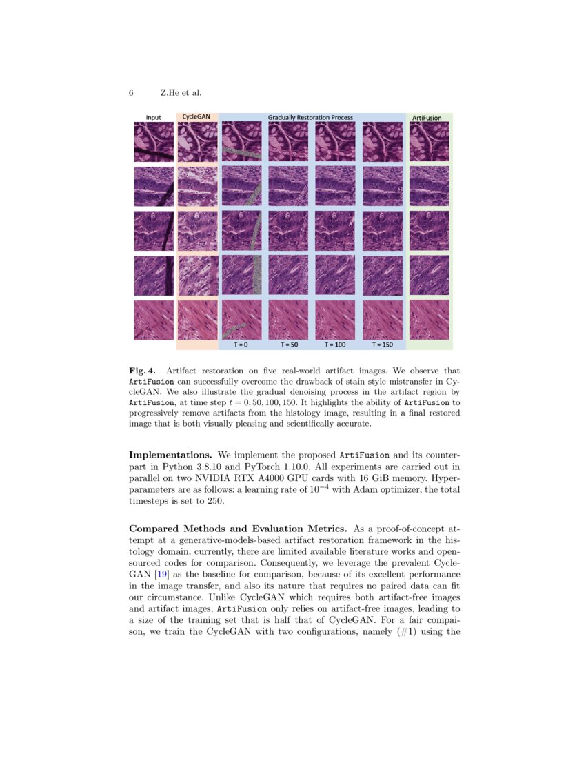 Artifact Restoration in Histology Images with Diffusion Probabilistic ...