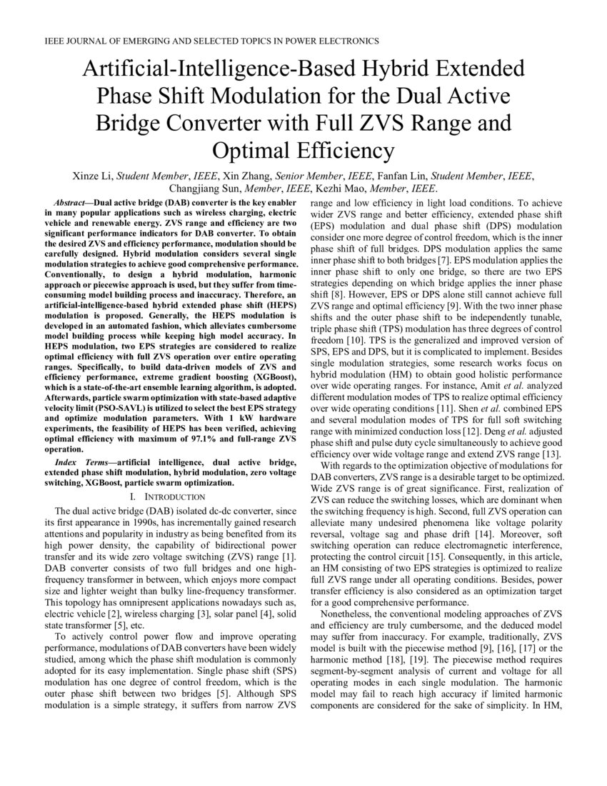 Artificial Intelligence Based Hybrid Extended Phase Shift Modulation For The Dual Active Bridge