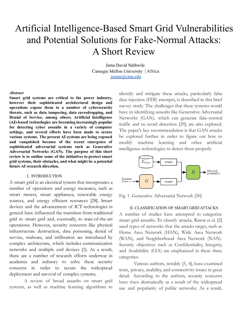 Artificial Intelligence-Based Smart Grid Vulnerabilities and Potential ...