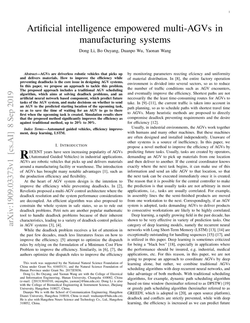Artificial intelligence empowered multi-AGVs in manufacturing systems | DeepAI