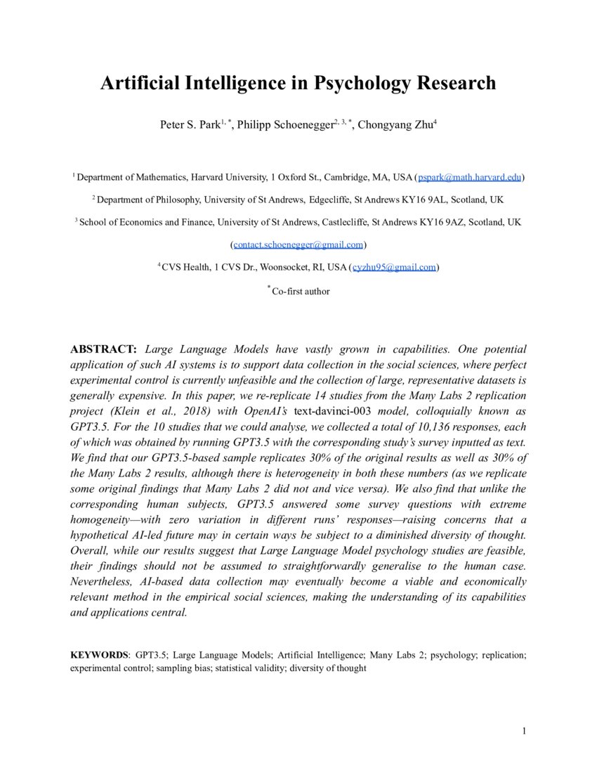 "Correct answers" from the psychology of artificial intelligence | DeepAI