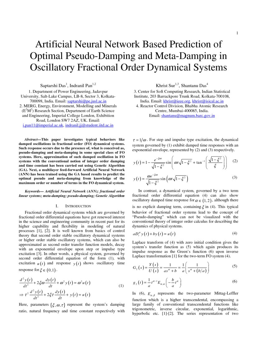 Artificial Neural Network Based Prediction of Optimal Pseudo-Damping and Meta-Damping in ...