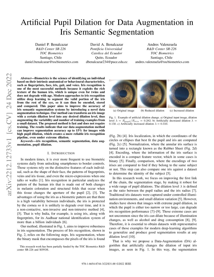 Artificial Pupil Dilation for Data Augmentation in Iris Semantic Segmentation | DeepAI
