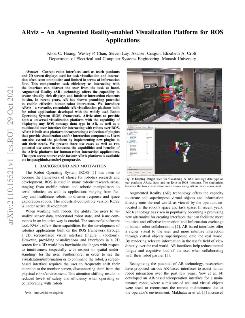 ARviz – An Augmented Reality-enabled Visualization Platform for ROS ...