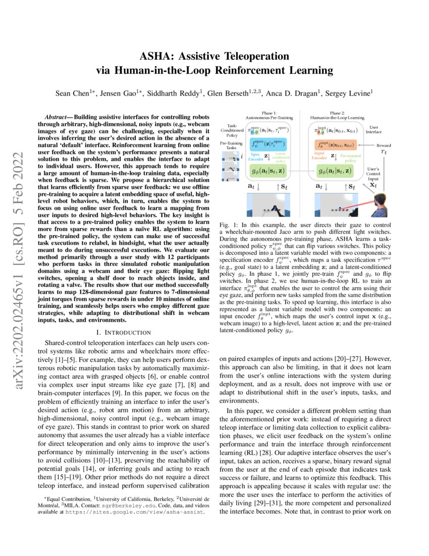 ASHA: Assistive Teleoperation via Human-in-the-Loop Reinforcement ...