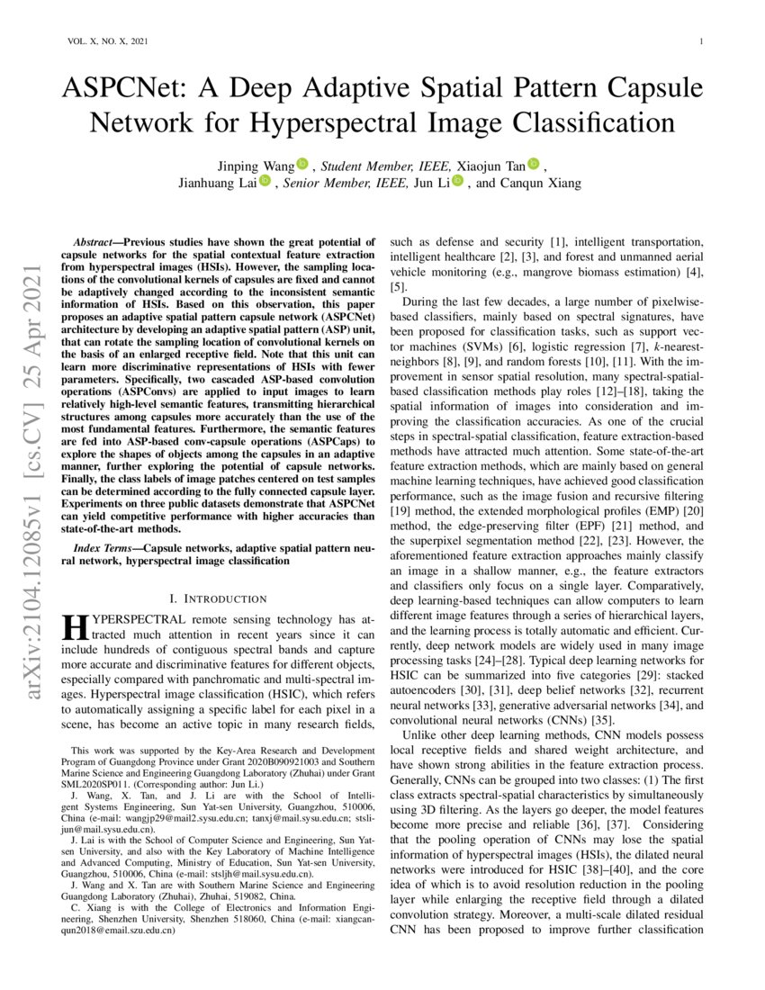 Aspcnet A Deep Adaptive Spatial Pattern Capsule Network For