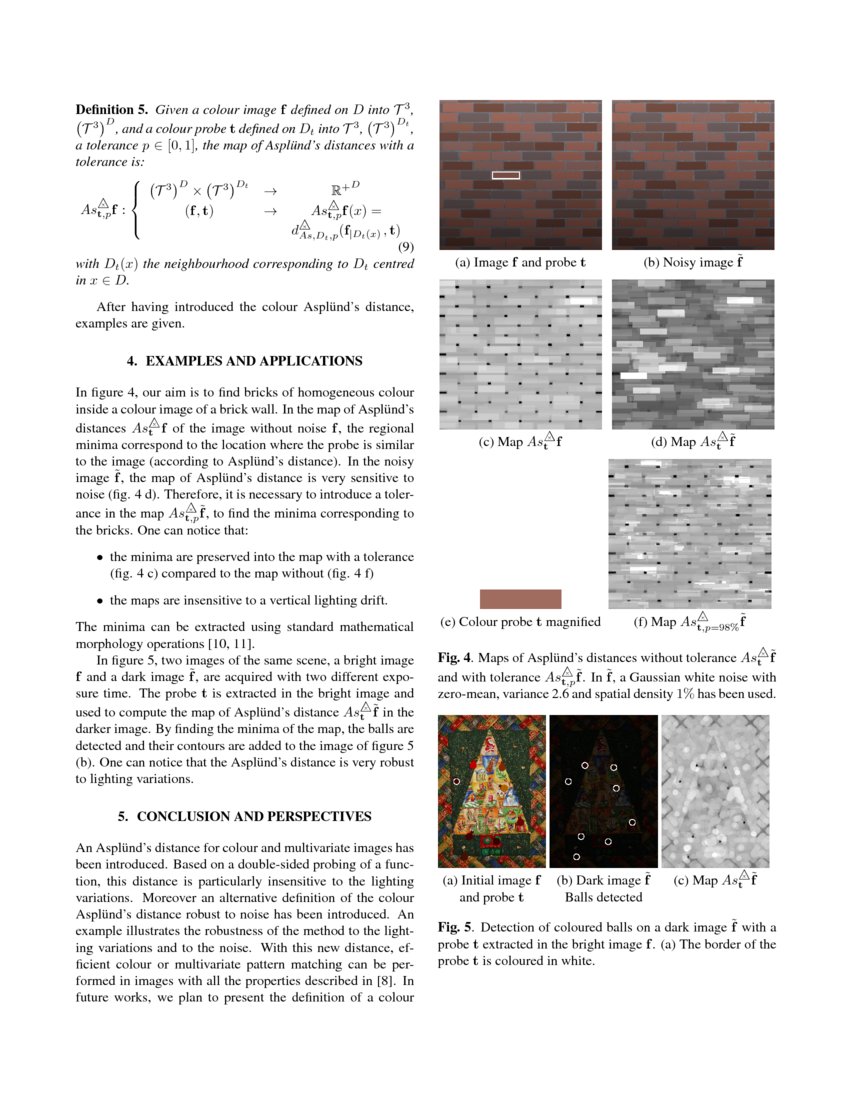 Asplünd's metric defined in the Logarithmic Image Processing (LIP) framework for colour and ...