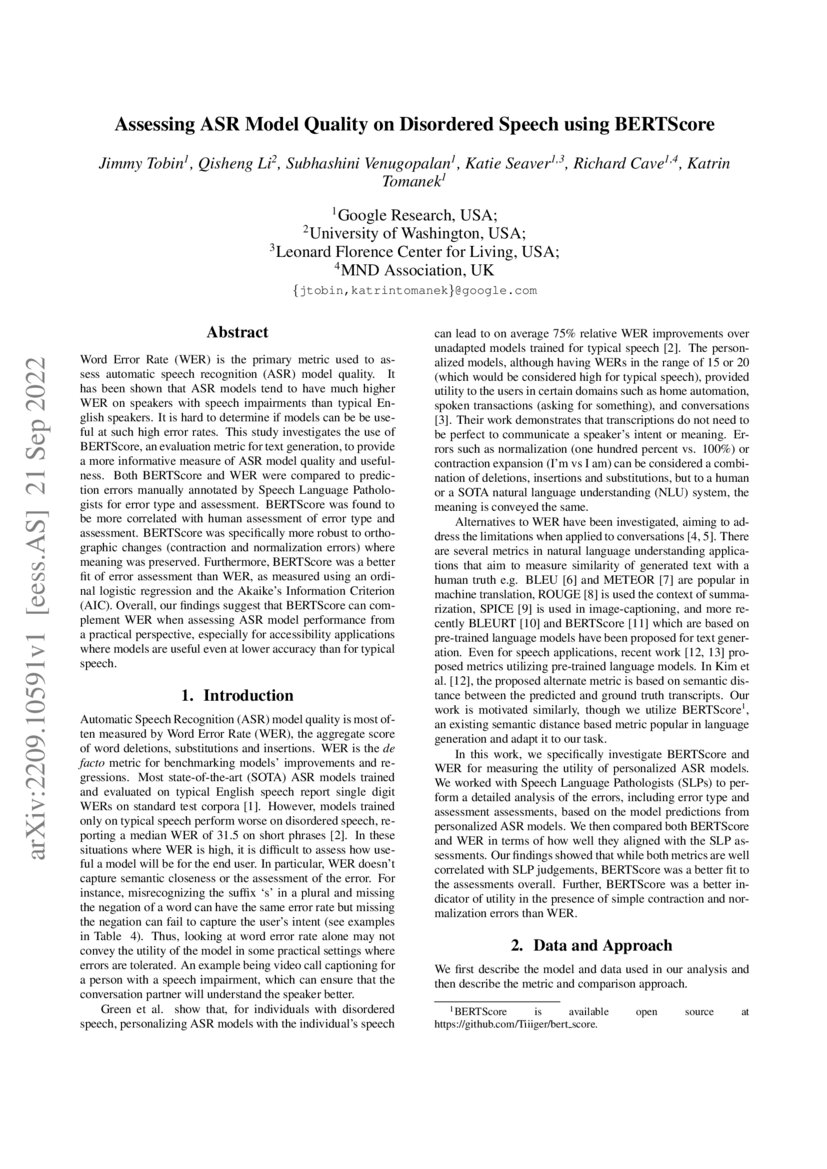 Assessing Asr Model Quality On Disordered Speech Using Bertscore Deepai 8415