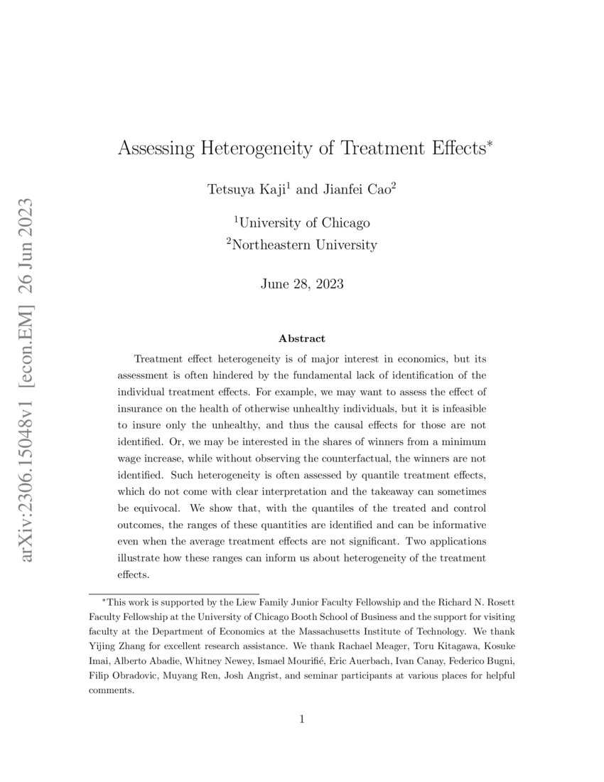 Assessing Heterogeneity Of Treatment Effects Deepai