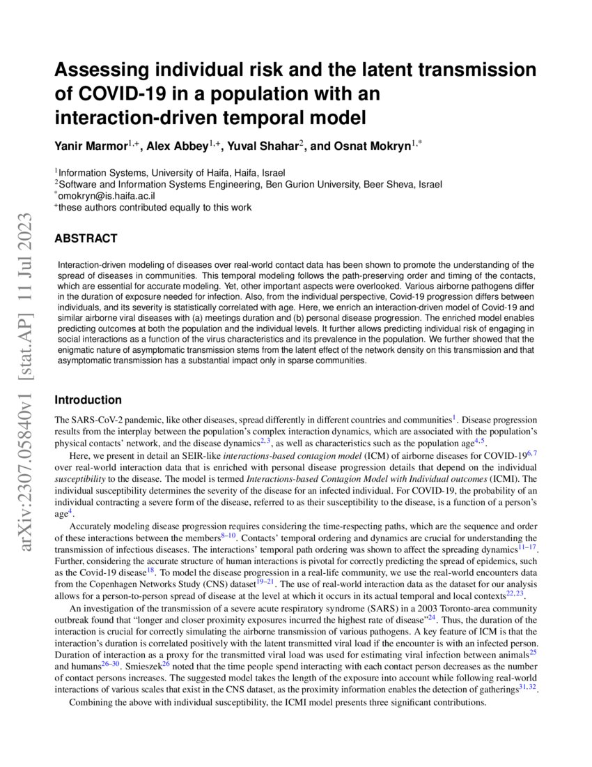 Assessing individual risk and the latent transmission of COVID-19 in a ...