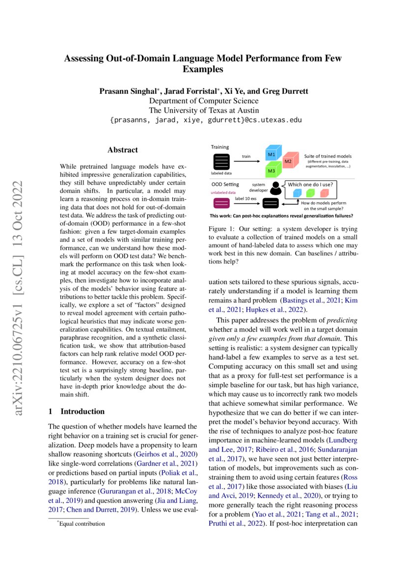 Assessing Out-of-Domain Language Model Performance from Few Examples | DeepAI